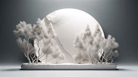 Interior With Circular Architecture Form In 3d Style Abstract Room