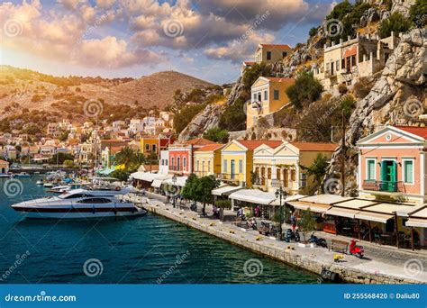 View On Symi Simi Island Harbor Port Classical Ship Yachts Houses On