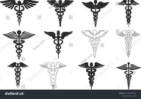 Caduceus Symbol Silhouette Medical Symbol Silhouette Stock Vector