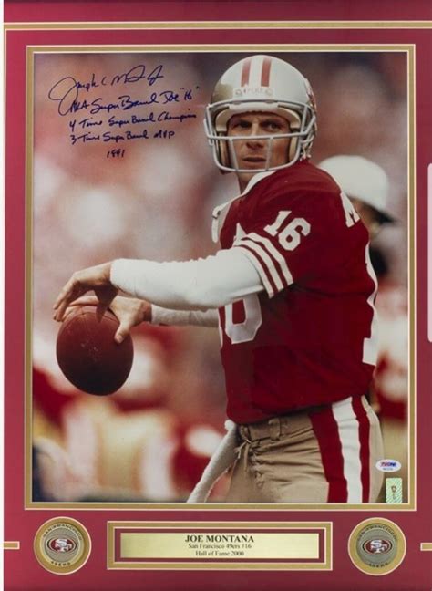 Joe Montana Autographed Authenticated Oak Photo Ace Rare Collectibles