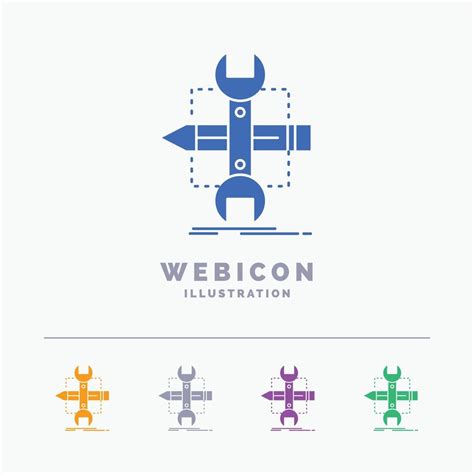 build design develop sketch tools 5 color glyph web icon template
