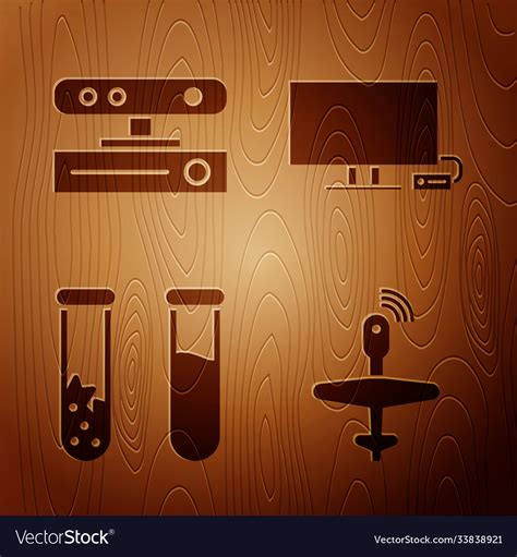 Set Uav Drone Motion Sensor Test Tube And Flask Vector Image