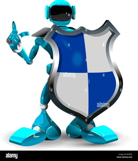 Illustration Of A Robot With A Shield Stock Photo Alamy
