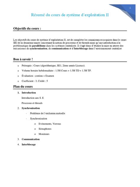 Resumé Cours Descargar Gratis Pdf Système Dexploitation