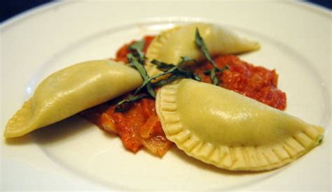 Basil Crab Ravioli With Saffron Tomato Sauce Chloe Polemis