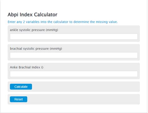 Abpi Index Calculator Calculator Academy