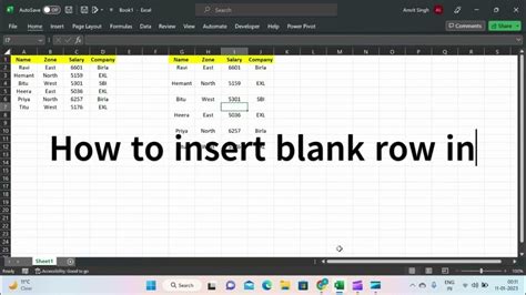 How To Insert Blank Row In Data Youtube