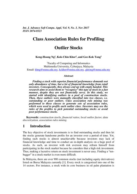 Pdf Class Association Rules For Profiling Outlier Stocks