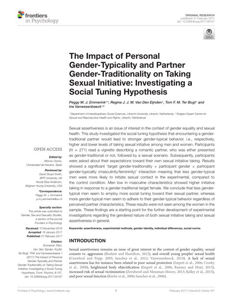 Pdf The Impact Of Personal Gender Typicality And Partner Gender