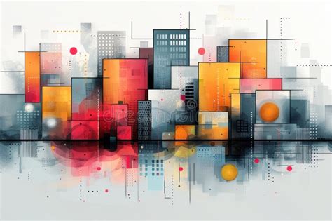 Abstract Cityscape With Geometric Shapes And Vibrant Colors Perfect For Modern And Creative