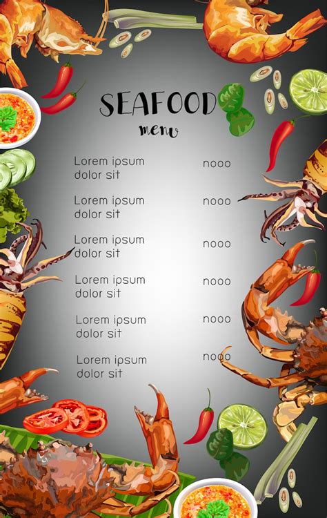 Seafood Dinner Menu Vectors Download Free High Quality Vectors From