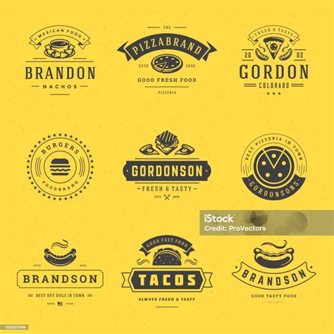 패스트 푸드 아이콘 세트 벡터 일러스트 는 피자 햄버거 가게 및 레스토랑 메뉴에 적합 라벨에 대한 스톡 벡터 아트 및 기타 이미지 라벨 배너 표지판 배달 Istock