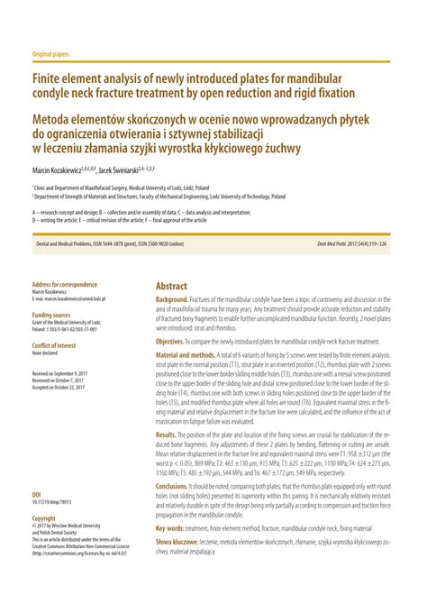 Pdf Finite Element Analysis Of Newly Introduced Plates For Mandibular