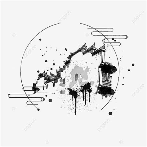클래식 잉크 건물 일러스트 중국말 고전 건축 Png 일러스트 및 Psd 이미지 무료 다운로드 Pngtree Building Illustration