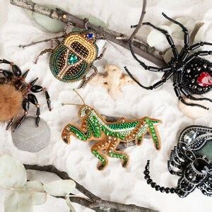 Bead Embroidery Kit Scarab Beetle Diy Seed Bead Brooch Kit Insect