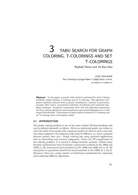 Pdf Tabu Search For Graph Coloring T Colorings And Set T Colorings