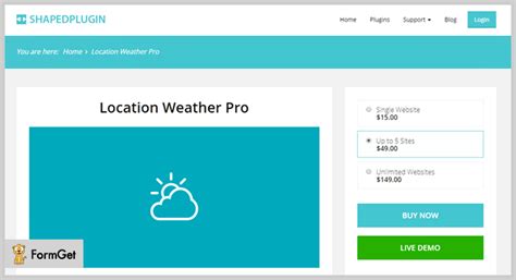 Weather WordPress Plugins Free And Paid FormGet