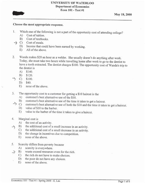 Econ101 Midterm Uw Econ 101 Term Test 1 2000 Oneclass