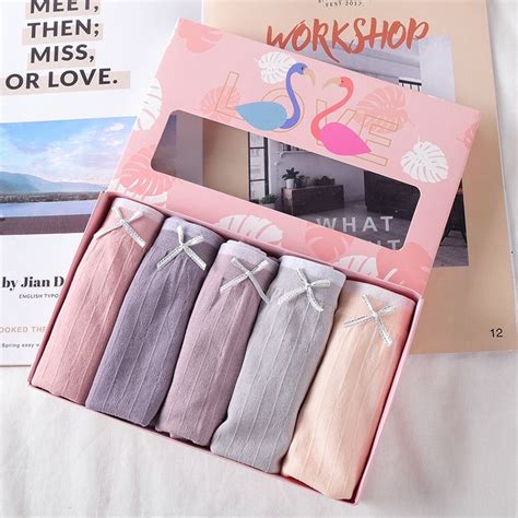 5pcs Set With Box Celeb Panties Naked Comfort Seamless Cotton Lace