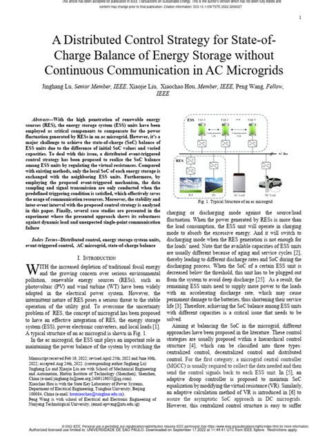 Adistributedcontrolstrategyforstate Of Chargebalanceofenergystoragewithoutcontinuous