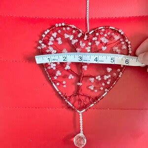 Red Tree Of Life Heart Sun Catcher Tree Of Life Sun Catcher Crystal Chakra Tree Of Life Red