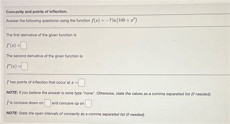 Solved Concavity And Points Of Inflection Answer The