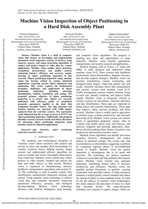 Pdf Machine Vision Inspection Of Object Positioning In A Hard Disk
