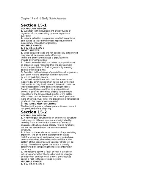 Chapter 15 And 16 Study Guide Answers Chapter 15 And 16 Study Guide