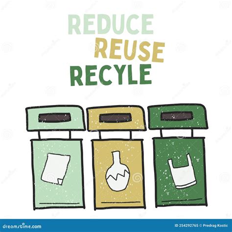 Reduce Reuse Recycle Icons Stock Illustration Illustration Of Cartoon 254292765