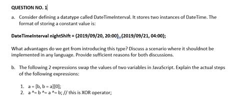 Solved Question No 1 A Consider Defining A Datatype Called