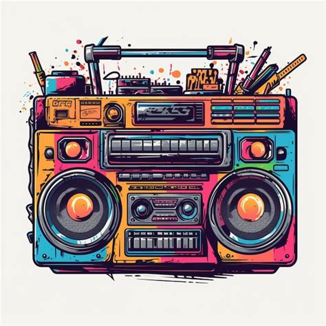 Premium Ai Image A Colorful Boombox With Pencils Generative Ai
