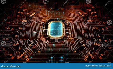 Biometric Authentication Fingerprint Scanning Circuit Board Background Bronze Black Generative