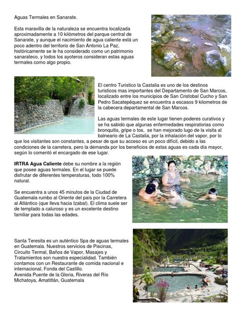 Aguas Termales En Sanarate Y Alrededores Pdf Temblores Guatemala