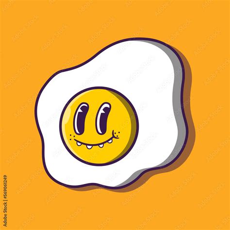 Cartoon Illustration Of Sunny Side Up Egg Stock Vector Adobe Stock