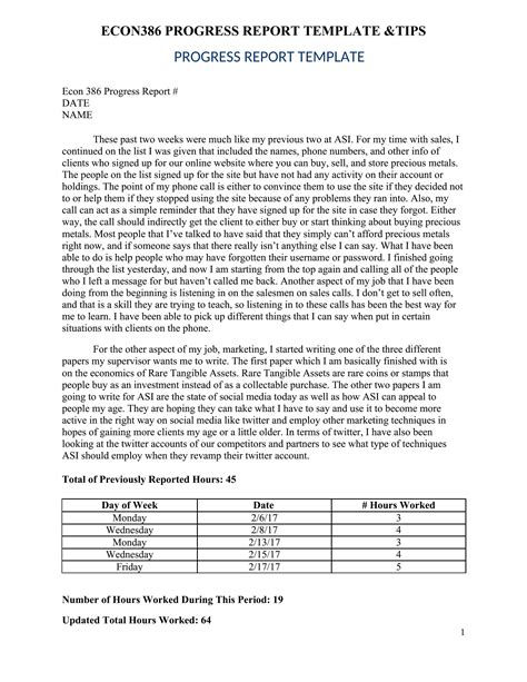 Progress Report Template Spark Premium Template Template Spark