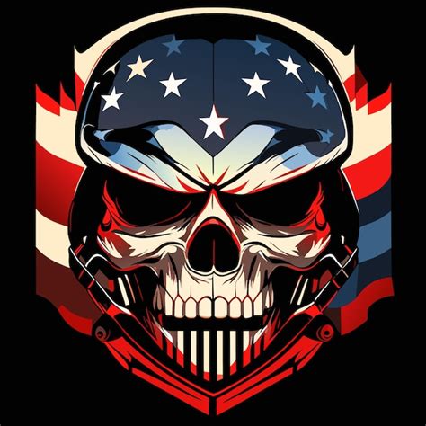 Cabeza De Calavera De Bandera Americana Vintage Vector Premium