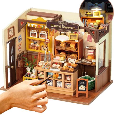 Robotime Miniature House Kit Diy Mini Dollhouse With Accessories Tiny Store Making