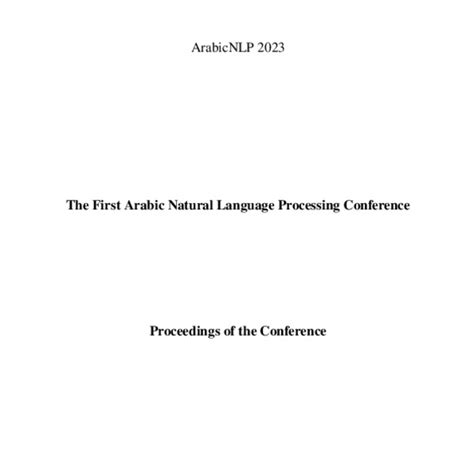proceedings of arabicnlp 2023 acl anthology