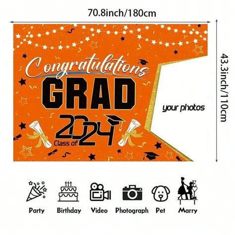 Custom Congratulations Graduation Photography Backdrop Orange Themed