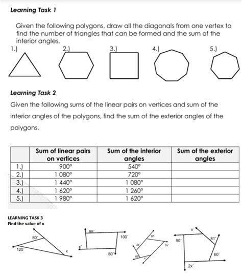 Solved Learning Task 1 Given The Following Polygons Draw All The