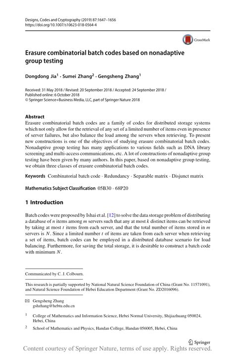 Erasure Combinatorial Batch Codes Based On Nonadaptive Group Testing