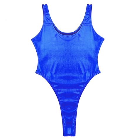 Mens Shiny Wrestling Singlet High Cut Thongs Leotard Wetlook Bodysuit