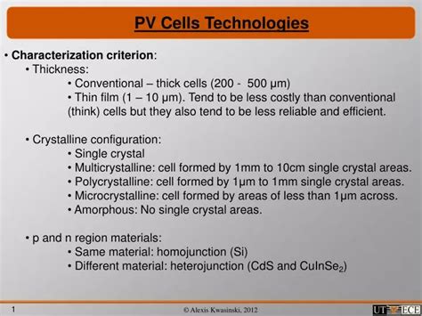 PPT PV Cells Technologies PowerPoint Presentation Free Download ID 1414409