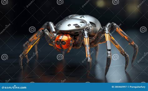 Orange Carbon Fiber Spider Mech Bot Stock Illustration Illustration Of Generated Design