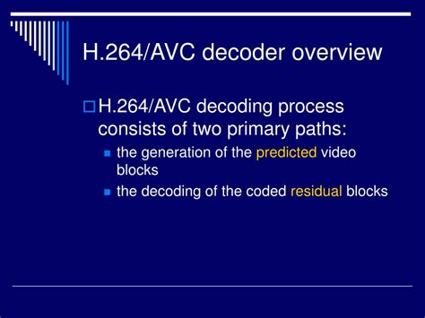 Ppt H264avc Baseline Profile Decoder Complexity Analysis Powerpoint