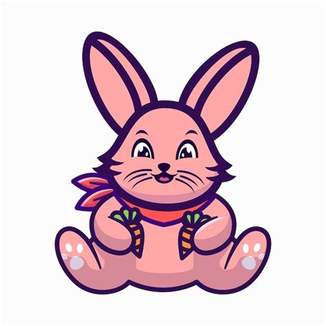 귀여운 토끼 로고 디자인 프리미엄 벡터