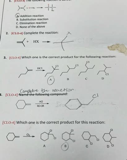 Solved A ﻿addition Reactionb ﻿substitution Reactionc
