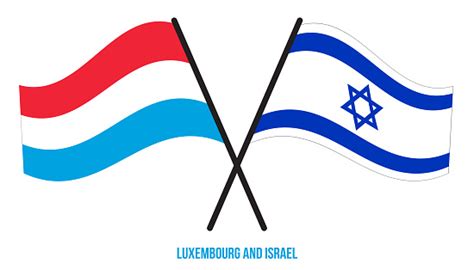 룩셈부르크와 이스라엘 국기는 교차하고 플랫 스타일을 흔들 공식 비율 올바른 색상입니다 경제에 대한 스톡 벡터 아트 및 기타 이미지 경제 공휴일 국가 지리적 지역