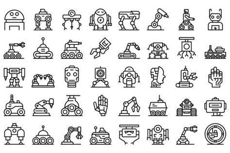Robotics Icons Set Outline Vector Smart Graphic By Ylivdesign Creative Fabrica