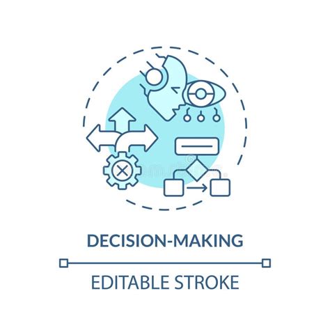 Thin Line Simple Blue Decision Making Icon Concept Stock Illustration